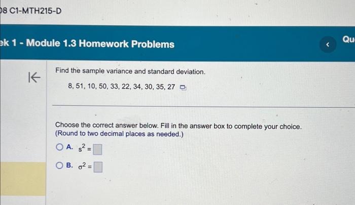 Solved 08 C1-MTH215-D ek 1 - Module 1.3 Homework Problems K | Chegg.com