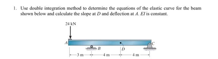 Solved 1. Use double integration method to determine the | Chegg.com