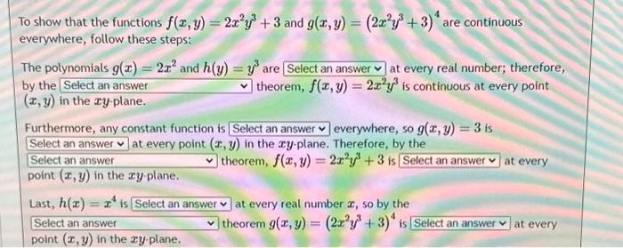 Solved To show that the functions f(x, y) = 2x²y³ +3 and | Chegg.com
