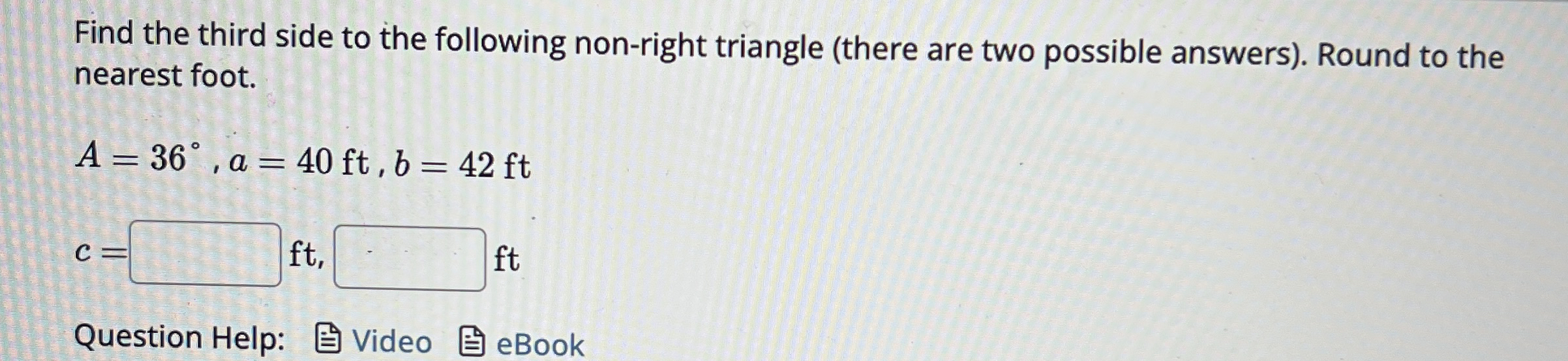 Solved Find the third side to the following non-right | Chegg.com