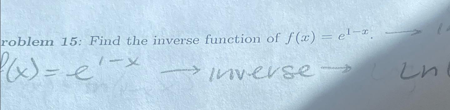 Solved Find the inverse function of f(x)=e1-x. | Chegg.com