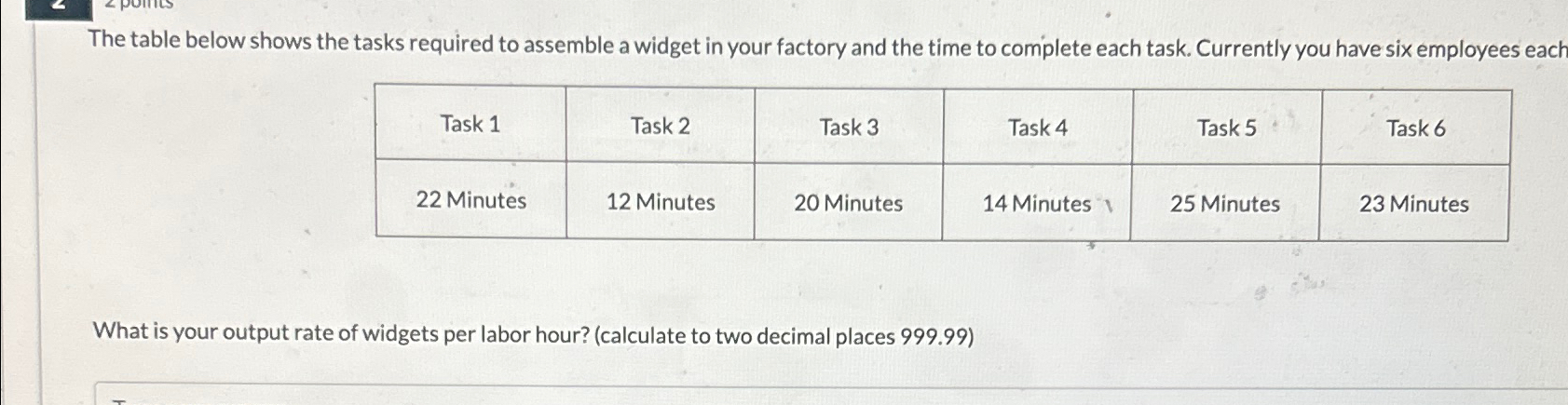 Solved The table below shows the tasks required to assemble | Chegg.com