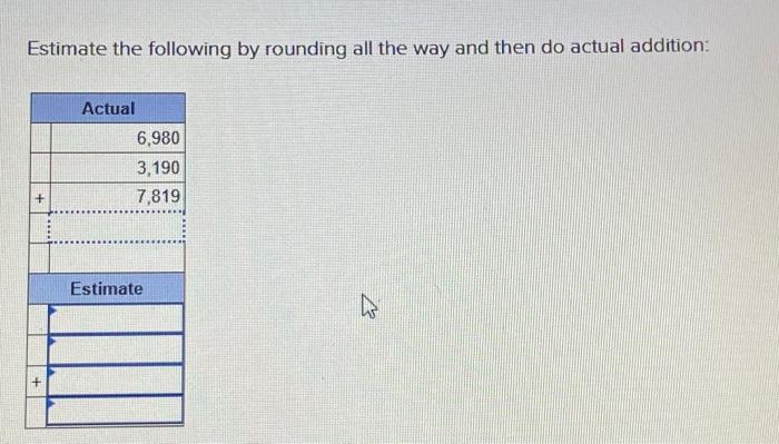 Solved Estimate the following by rounding all the way and | Chegg.com
