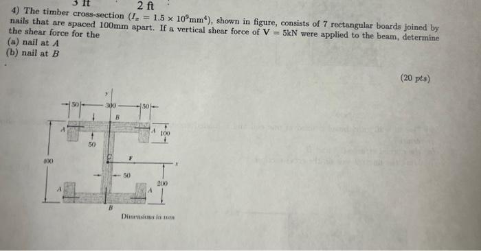 Solved 4) The timber cross-section (Ix=1.5×109 mm4), shown | Chegg.com
