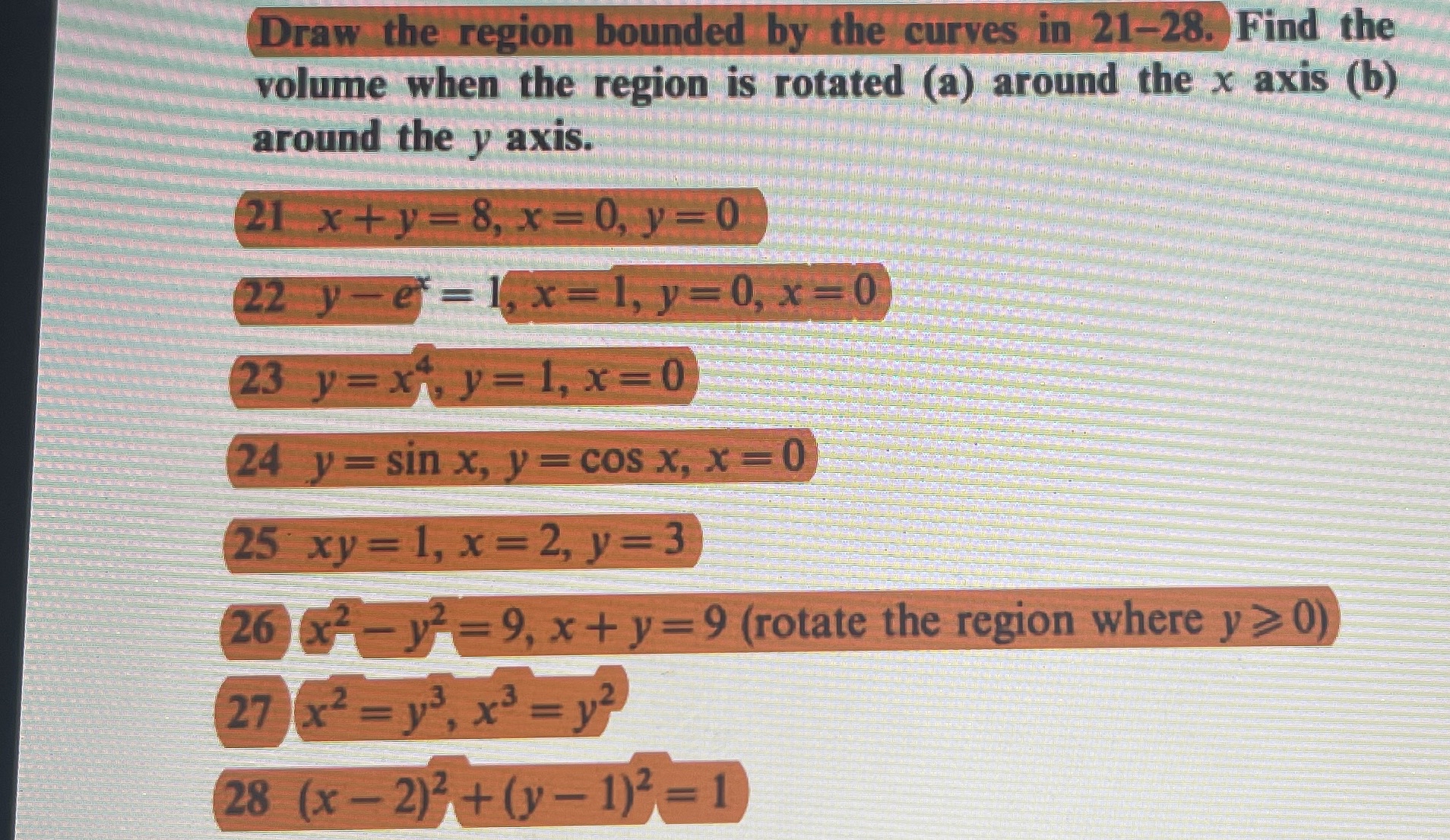 Solved Draw the region bounded by the curves in 21-28. ﻿Find | Chegg.com