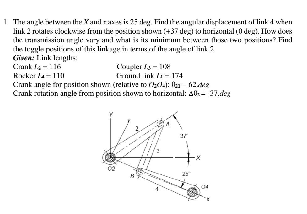Solved The angle between the X and x axes is 25deg. Find the | Chegg.com