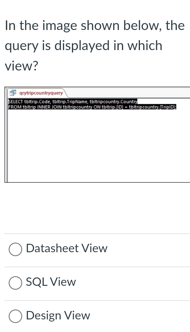 Solved In the image shown below, the query is displayed in | Chegg.com