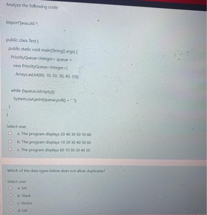 Solved Analyze the following code: import java.util."; | Chegg.com