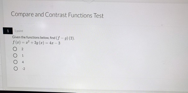 Solved Compare and Contrast Functions Test 1 1 point Given | Chegg.com