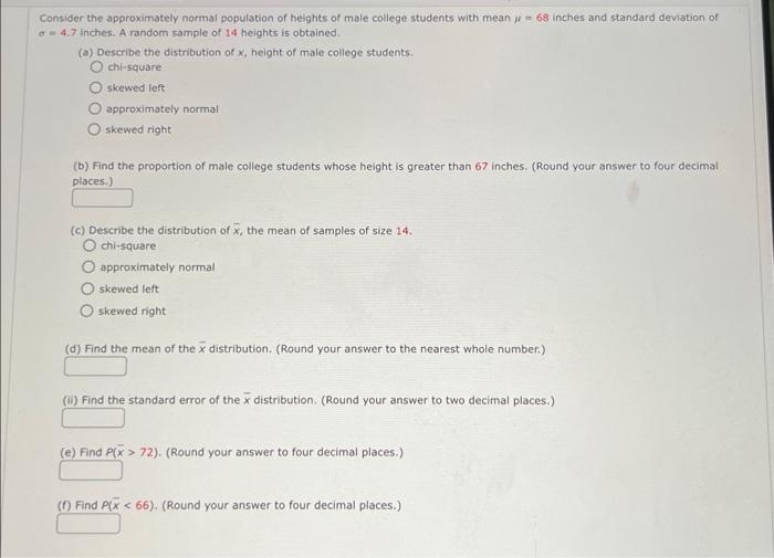 Solved Consider the approximately normal population of | Chegg.com
