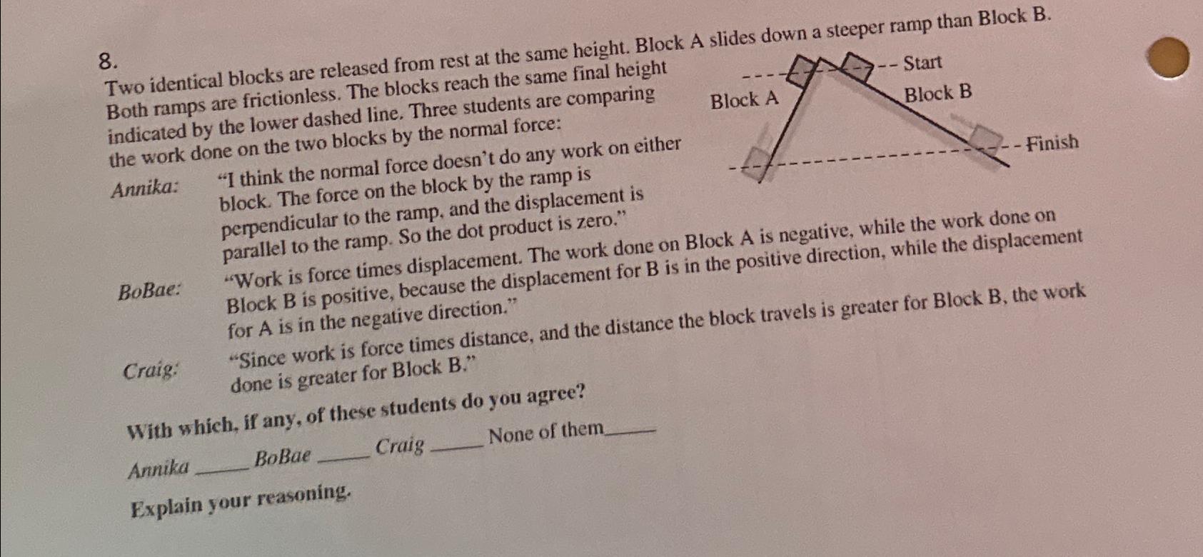 Solved Two identical blocks are released from rest at the | Chegg.com