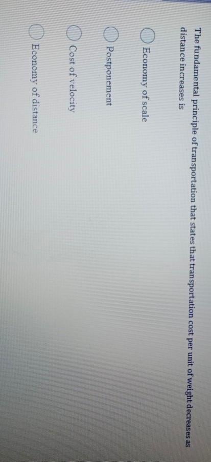 Solved The fundamental principle of transportation that | Chegg.com