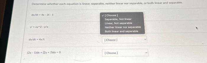 Solved Determine Whether Each Equation Is Linear Separable