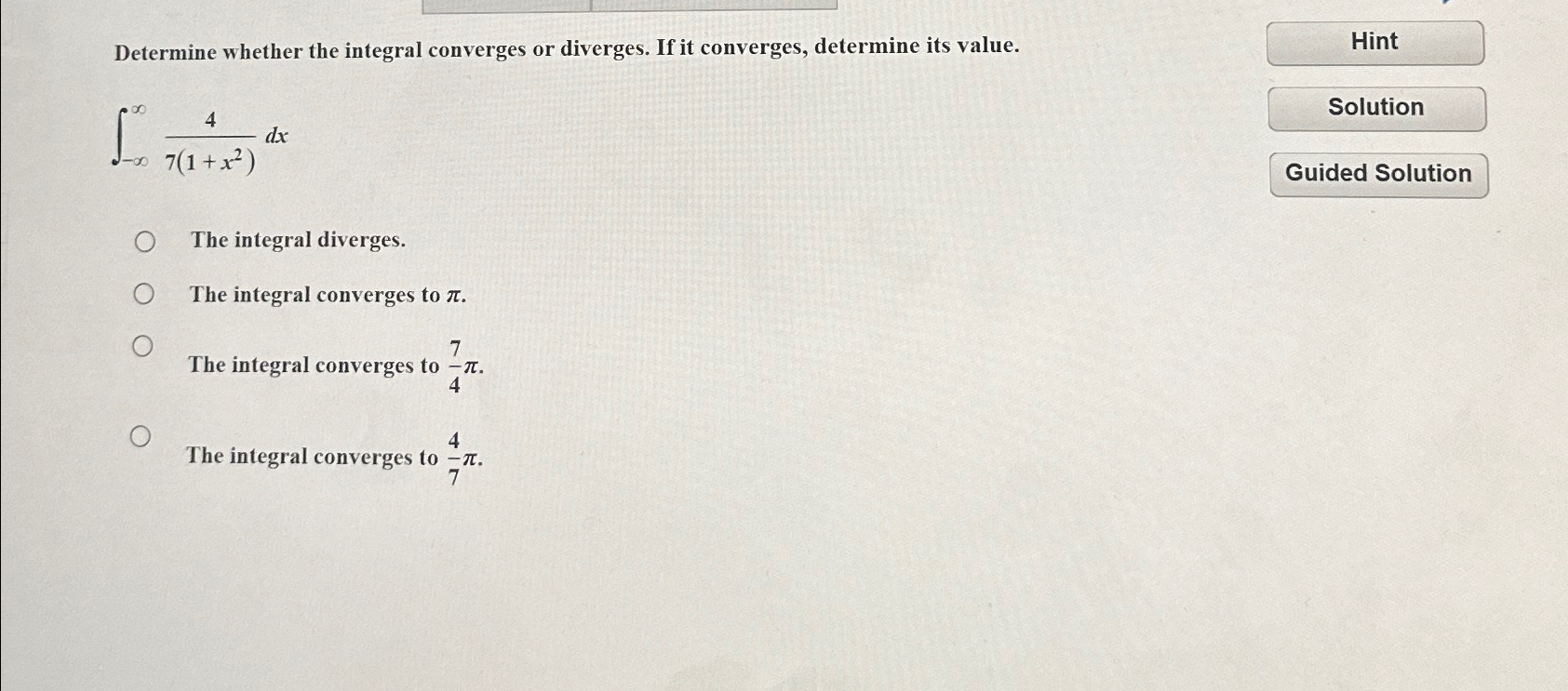 Solved Determine whether the integral converges or diverges. | Chegg.com