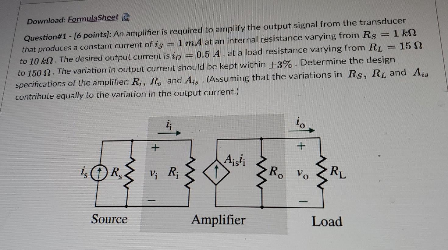 Solved Download: FormulaSheet Question#1 - [6 points]: An | Chegg.com