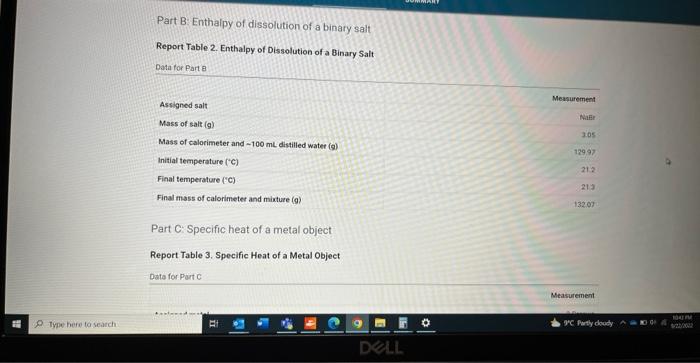 Report Sheet Part A: Enthalpy of neutralization | Chegg.com