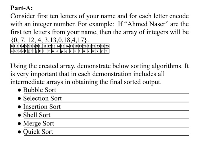 Solved Part-A: Consider first ten letters of your name and | Chegg.com