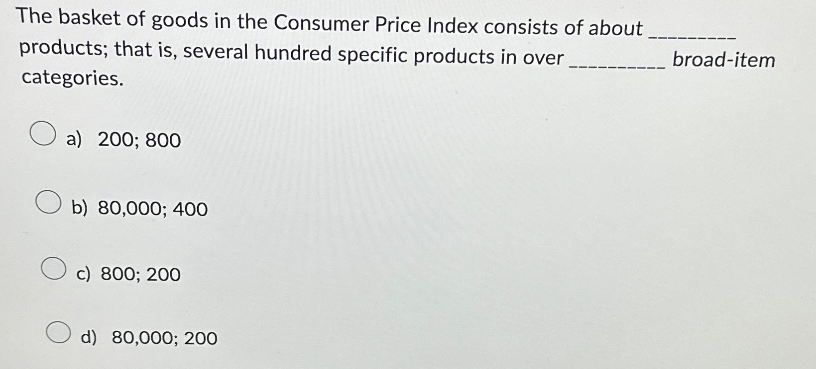 Solved The basket of goods in the Consumer Price Index | Chegg.com