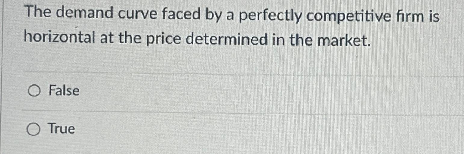 Solved The demand curve faced by a perfectly competitive | Chegg.com