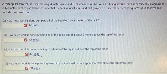 Solved A rectangular tank that is 3 meters long, 4 meters | Chegg.com