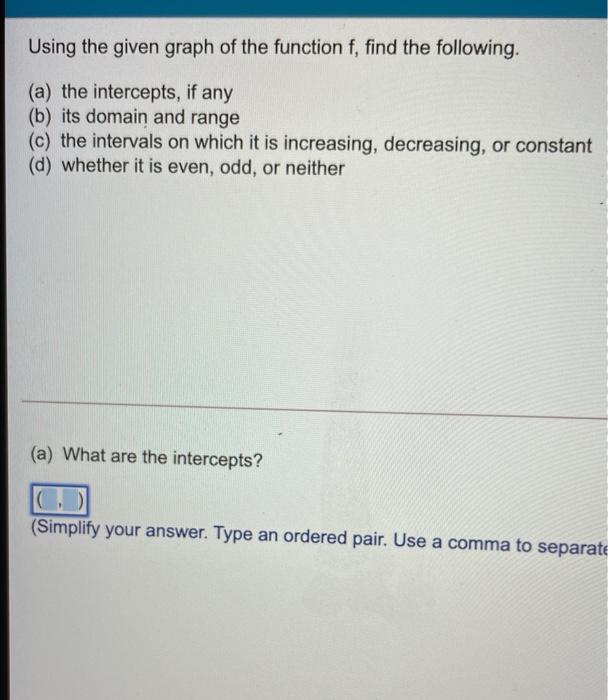 Solved Using the given graph of the function f, find the | Chegg.com