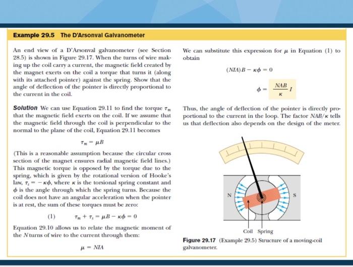 Solved An end view of a D'Arsonval galvanometer (see Section | Chegg.com