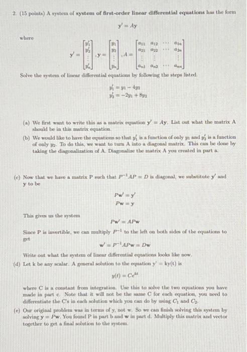 2. (15 points) A system of syntem of first-order | Chegg.com