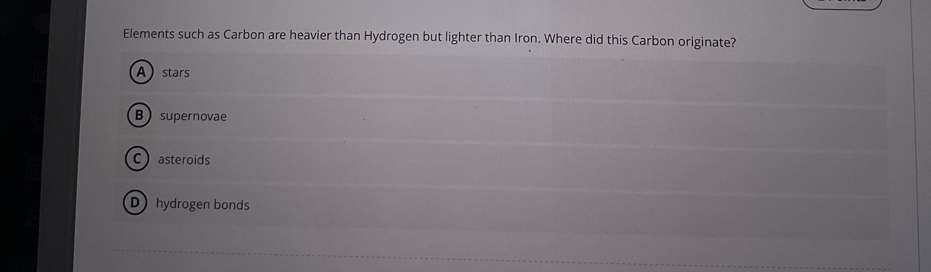 Solved Elements such as Carbon are heavier than Hydrogen but | Chegg.com