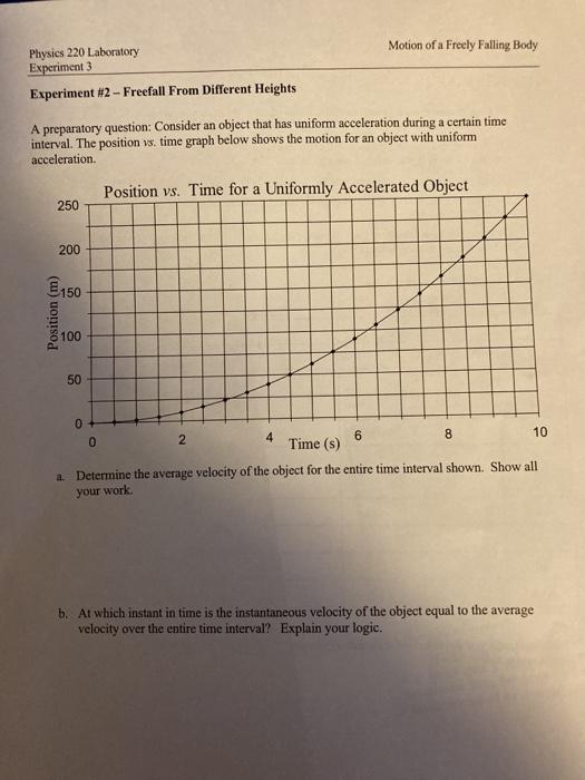 Motion of a Freely Falling Body Physics 220 | Chegg.com