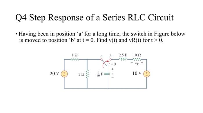 Solved Q4 Step Response of a Series RLC Circuit • Having | Chegg.com