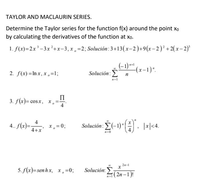 Solved TAYLOR AND MACLAURIN SERIES. Determine the Taylor | Chegg.com
