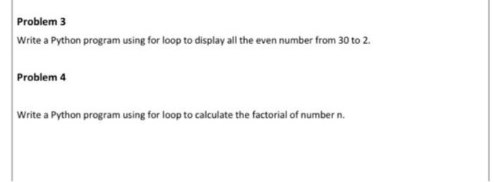 Solved Problem 3 Write A Python Program Using For Loop To