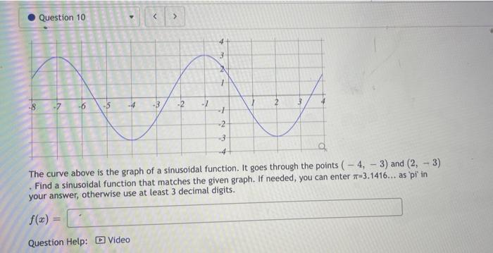 Solved Find a function of the form y=Asin(Bx)+C or | Chegg.com