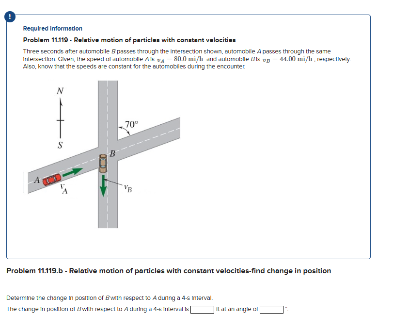 Solved Problem 11.119.b - ﻿Relative motion of ﻿particles | Chegg.com