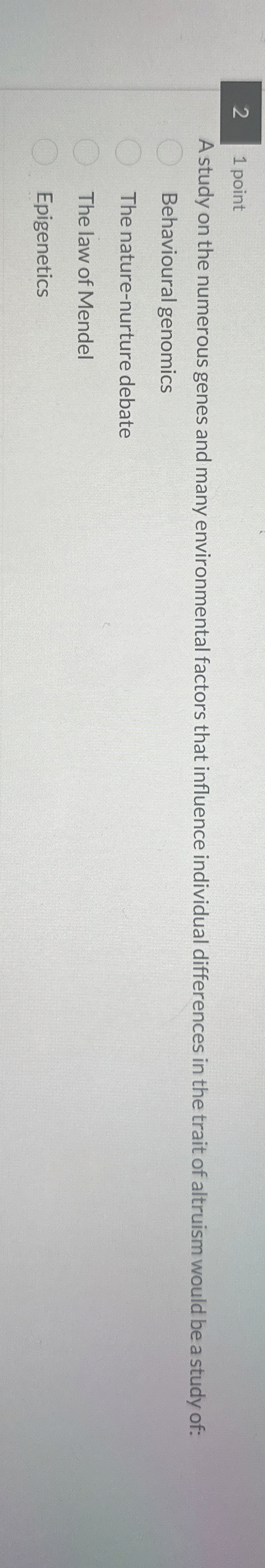 Solved 21 ﻿pointA study on the numerous genes and many | Chegg.com