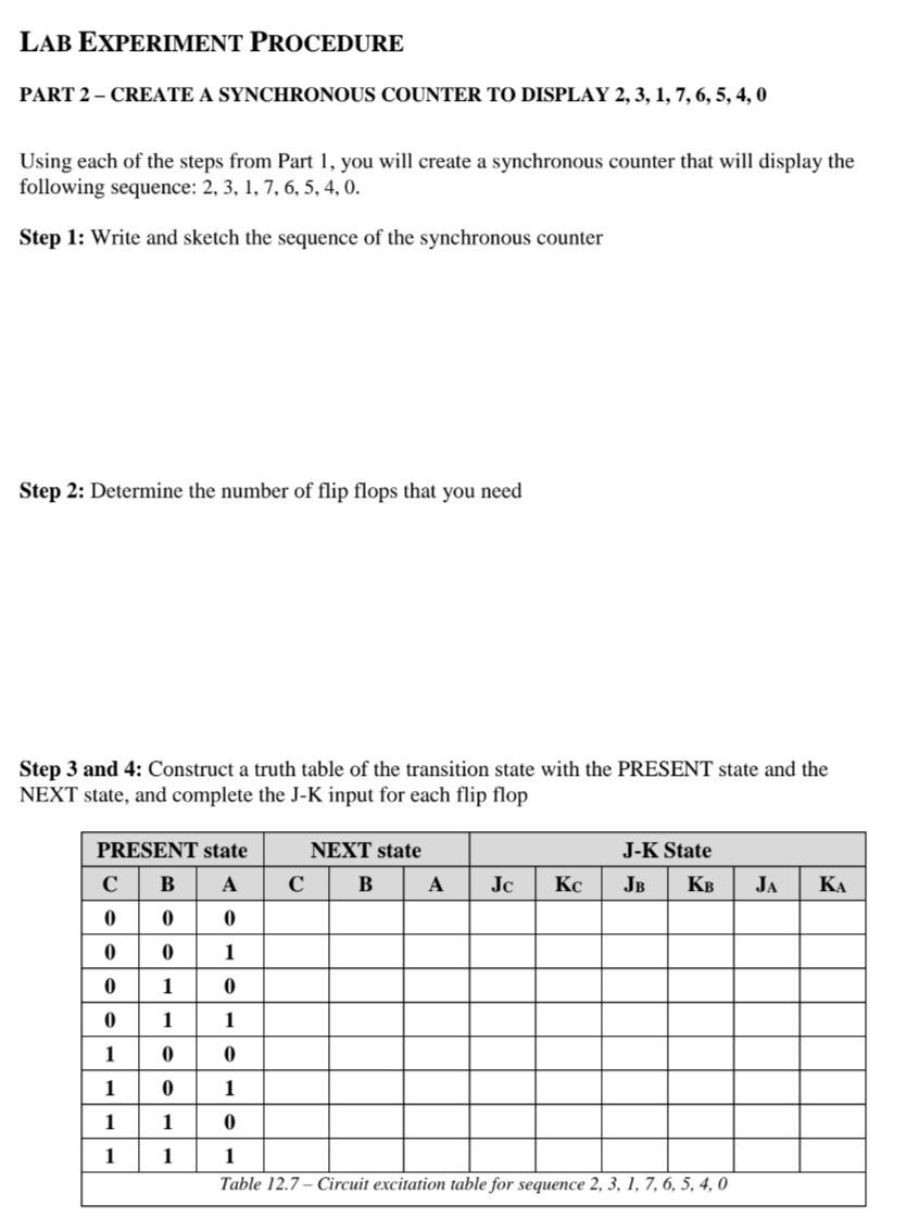 Solved LAB EXPERIMENT PROCEDURE PART 2 - CREATE A | Chegg.com