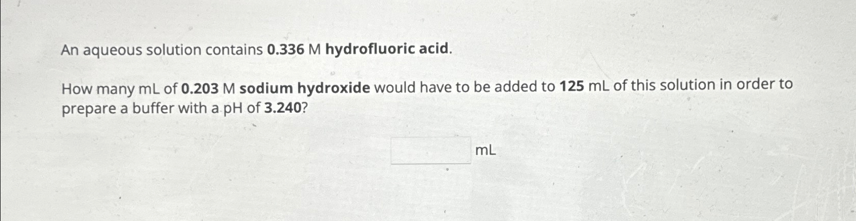 Solved An aqueous solution contains 0.336M ﻿hydrofluoric | Chegg.com