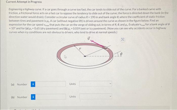 Solved Engineering a highway curve. If a car goes through a | Chegg.com