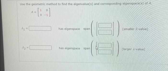 Solved Use the geometric method to find the eigenvalue(s) | Chegg.com