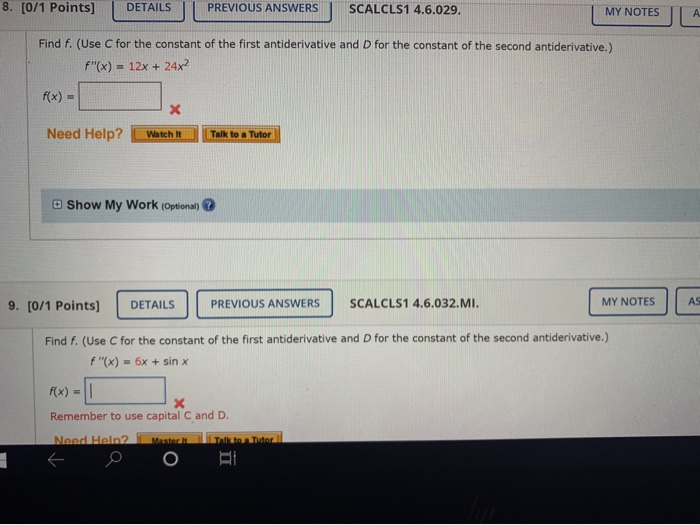 Solved 8. [0/1 Points) DETAILS PREVIOUS ANSWERS SCALCLS1 | Chegg.com