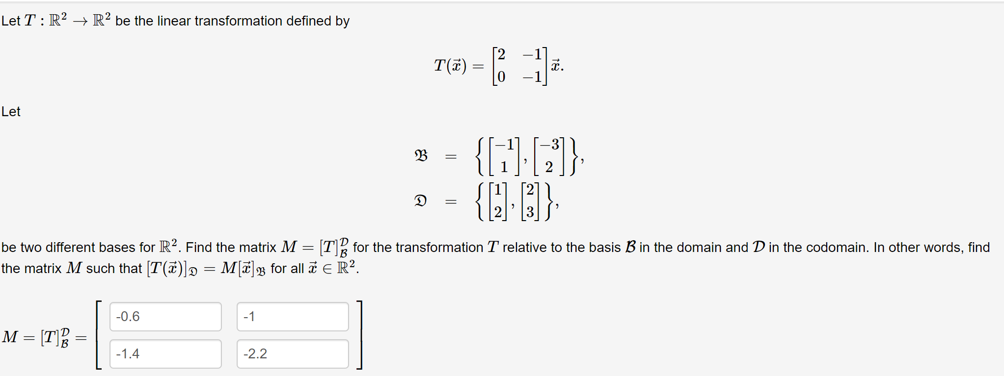Solved Let T:R2→R2 ﻿be the linear transformation defined | Chegg.com