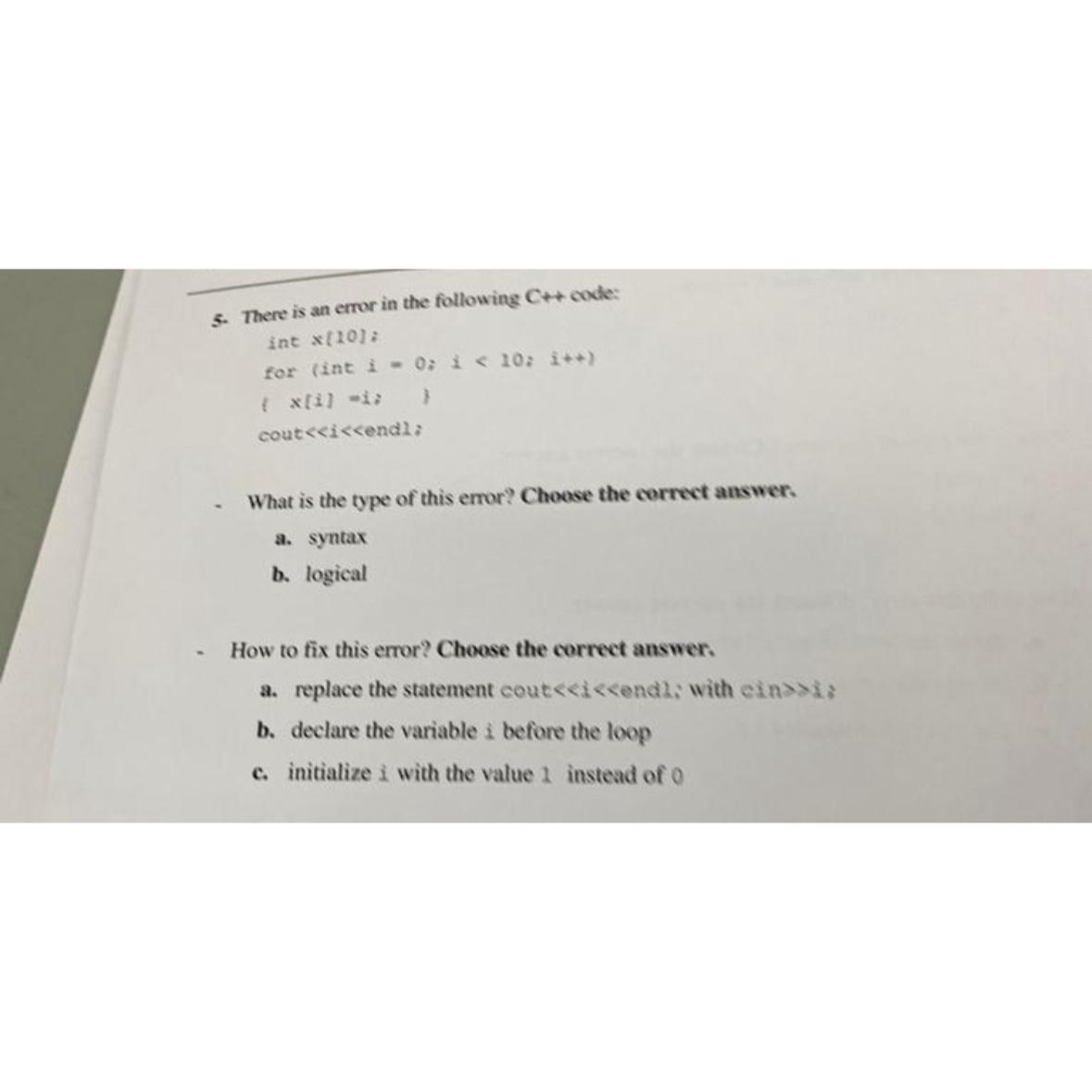 Solved There is an error in the following C++ ﻿code:int | Chegg.com
