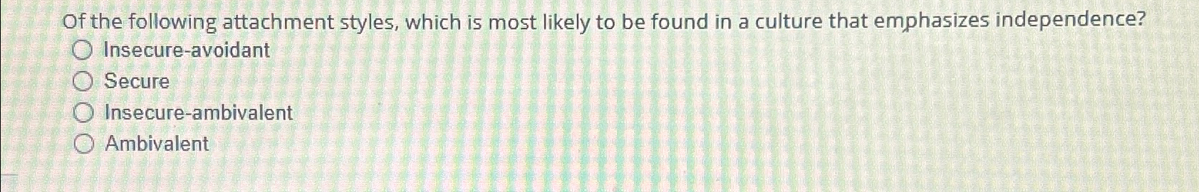 Solved Of the following attachment styles, which is most | Chegg.com