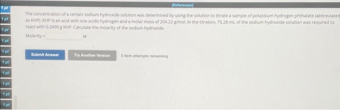 Solved The concentration of a certain sodium hydroxide | Chegg.com