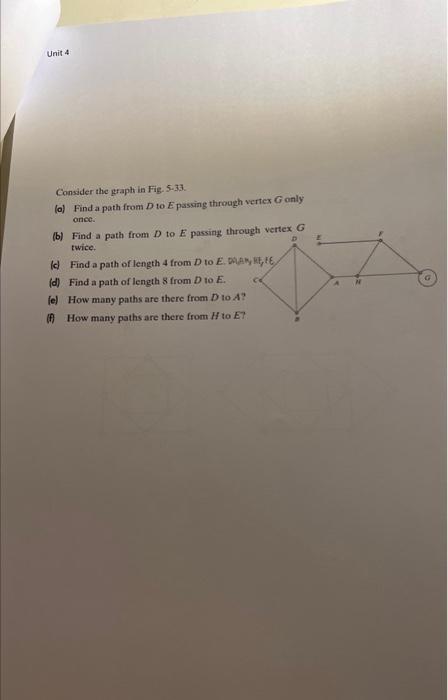 Solved Unit 4 Consider the graph in Fig. 5−33. (o) Find a | Chegg.com