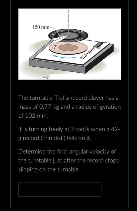 Solved The turntable T of a record player has a mass of | Chegg.com
