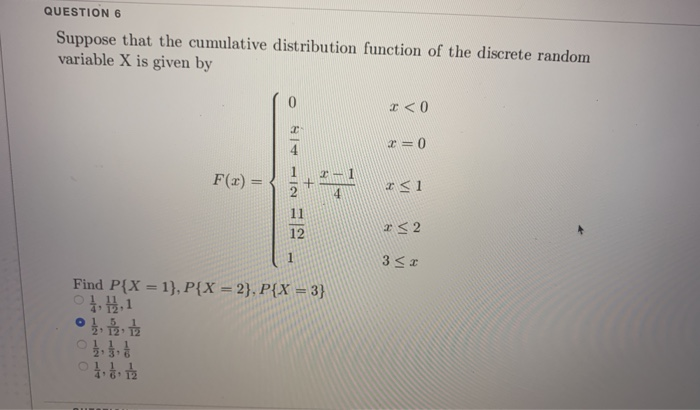 Solved Question 6 Suppose That The Cumulative Distribution