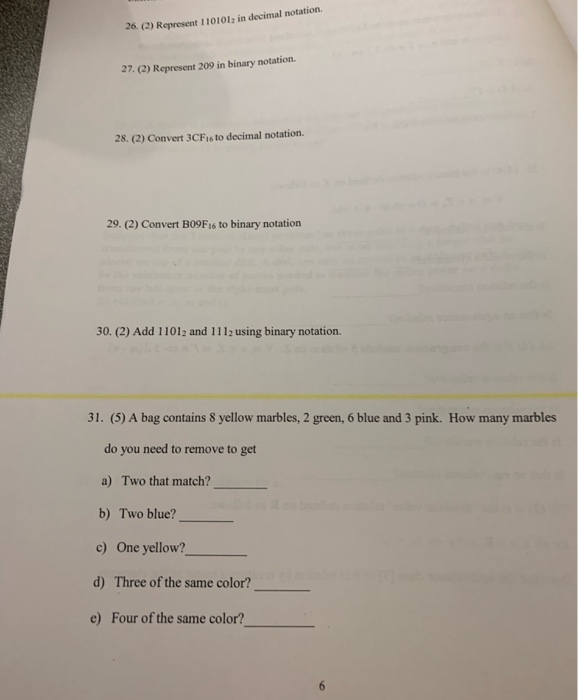 Solved 26. (2) Represent 110101, in decimal notation. 27. | Chegg.com