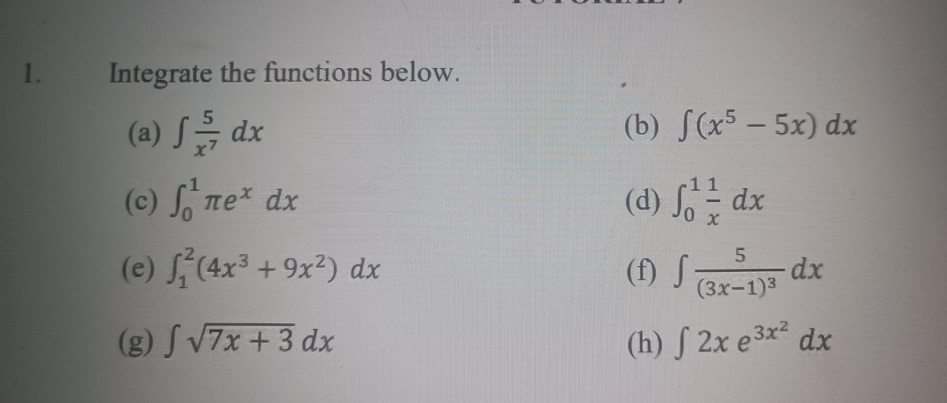Solved Integrate the functions | Chegg.com