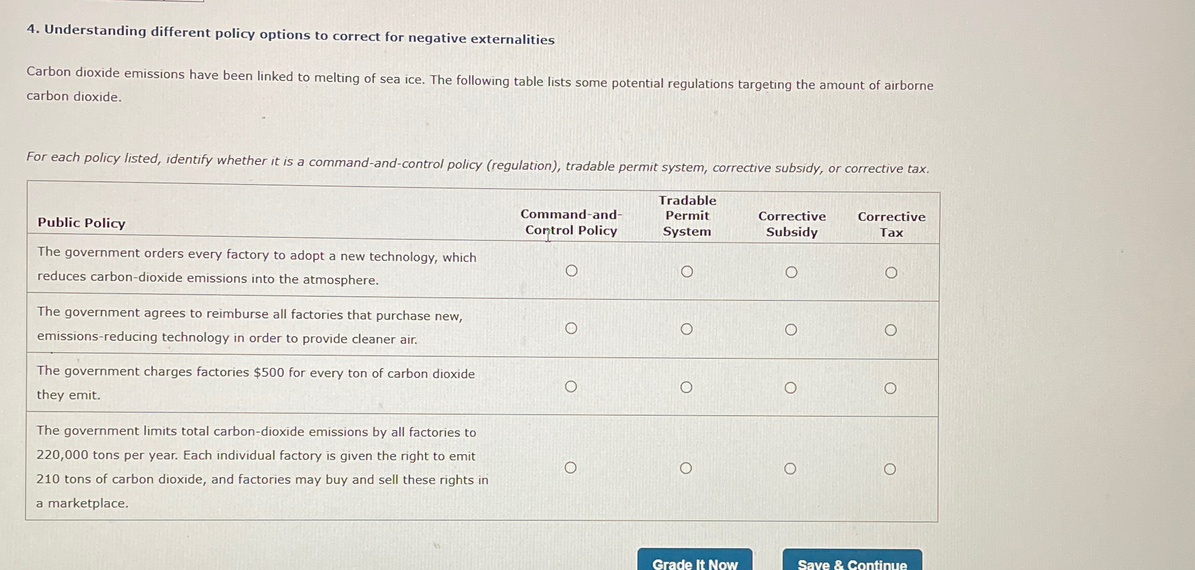 Solved Understanding different policy options to correct for | Chegg.com